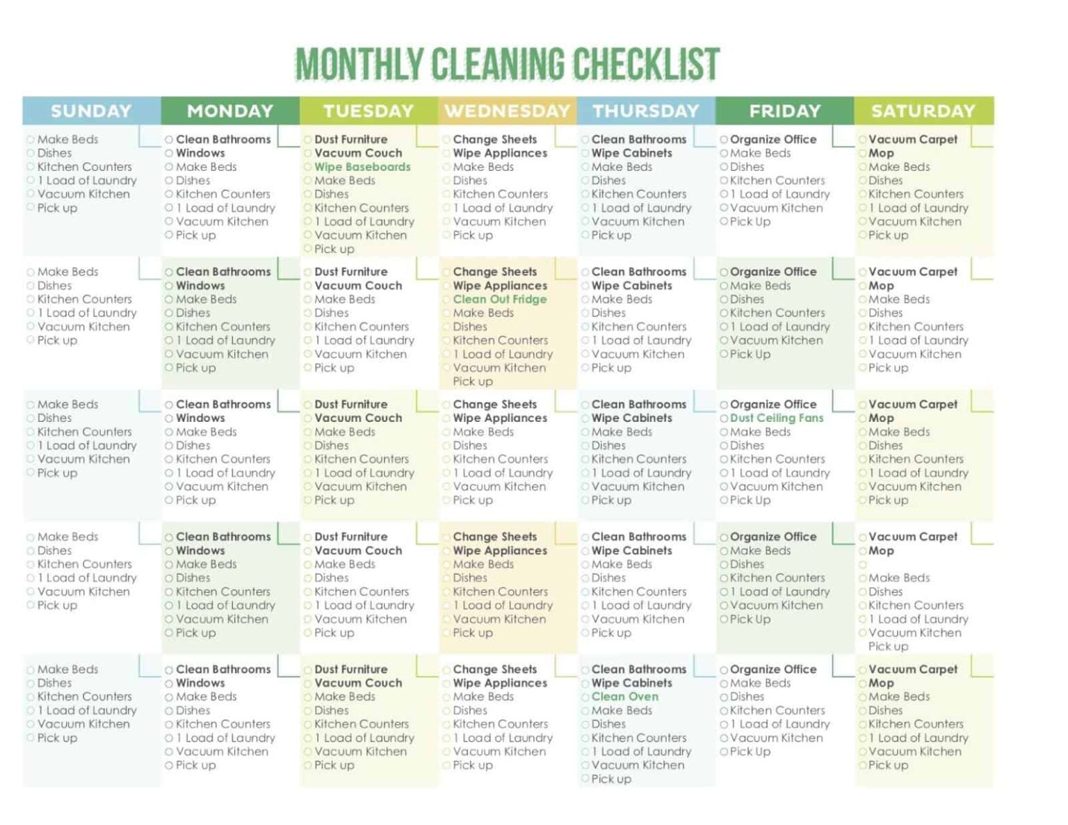 7 Awesome Printable Cleaning Schedules