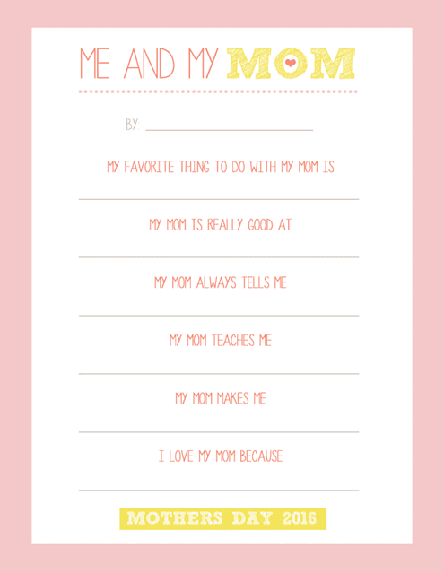 6 Fun Mother's Day Questionnaire Printables for Kids